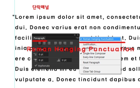 [일러스트레이터 cs6] (일러스트레이터, 포토샵에서) 로마자 구두점 내어쓰기[Roman Hanging Punctuation ...