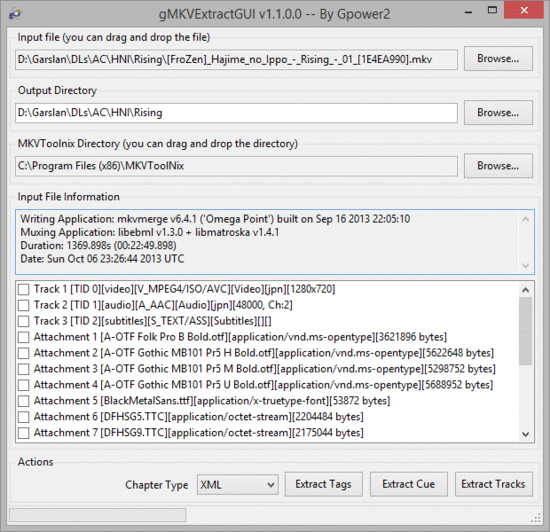gMKVExtractGUI v1.8 - mkv의 오디오,타임코드,챕터를 추출 : 네이버 블로그