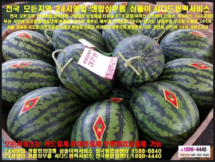 수박 배달 이용방법 생활심부름 심돌이사다드림퀵서비스전국 모든지역 농수산물시장도매시장 수박 구매대행 선물배달서귀포남포동