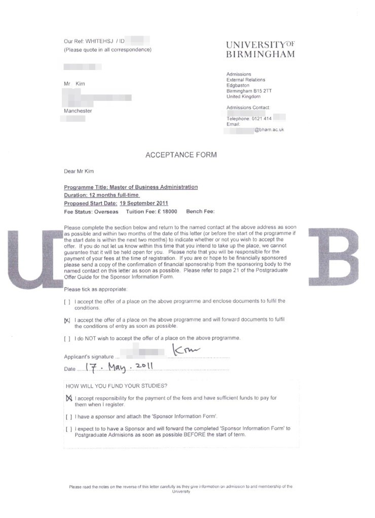 합격, 입학 승인 오퍼보다 더 중요한 Acceptance Form : 네이버 블로그