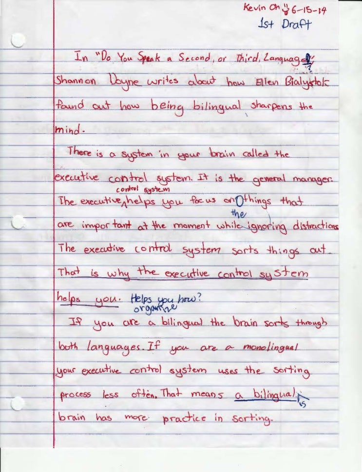 "Do You Speak a Second, or Third, Language?" Essay 1st Draft, 초등영어 라이팅 ...