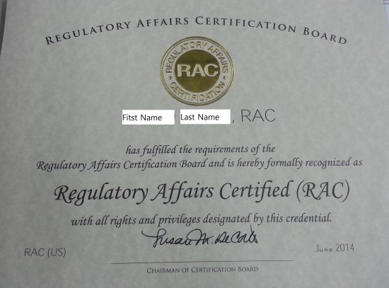 RAPS RAC 시험합격증 도착 : 네이버 블로그