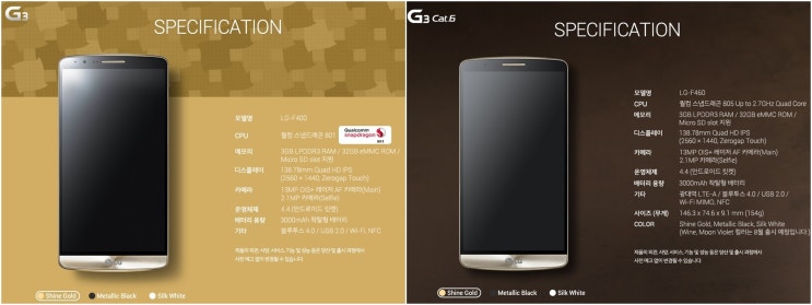 LG G3 vs G3 Cat.6, 캣6 / F400 vs F460 비교 : 네이버 블로그