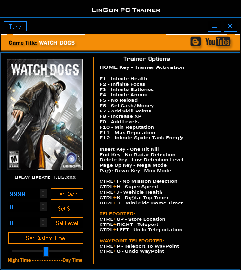 와치독스 유플레이 트레이너 - Watch_Dogs v1.05.324 +27 UPlay TRAINER - LinGon : 네이버 블로그