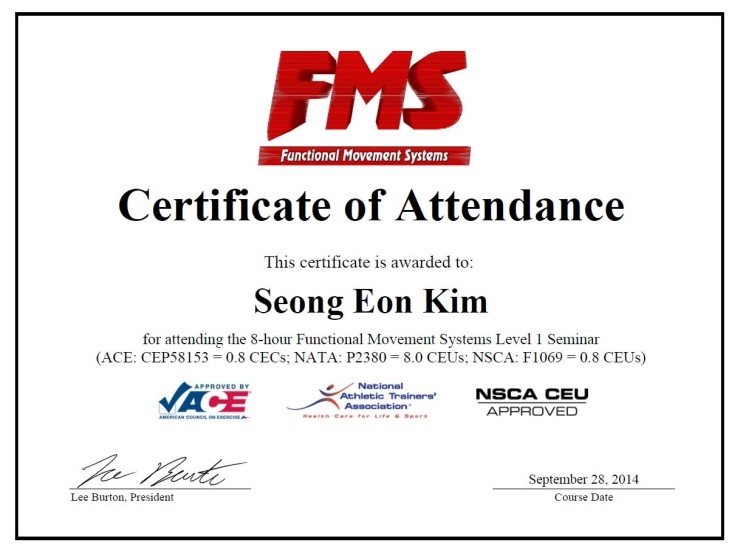 FMS Certificate of Attendance : 네이버 블로그