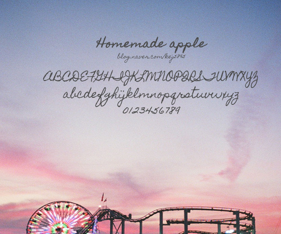 [영문폰트] 귀엽고 예쁜 필기체 homemade apple : 네이버 블로그