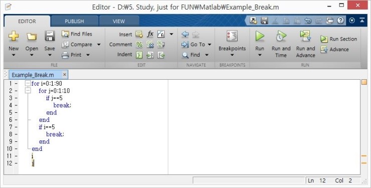 [Matlab]함수를 정지하는 방법(1) - break : 네이버 블로그