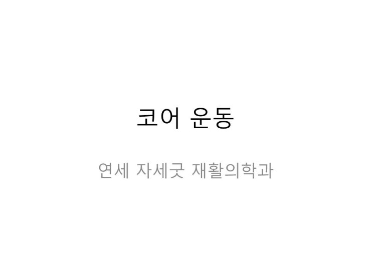 코어 운동 Core Exercise 종로 정형외과 연세자세굿 네이버 블로그