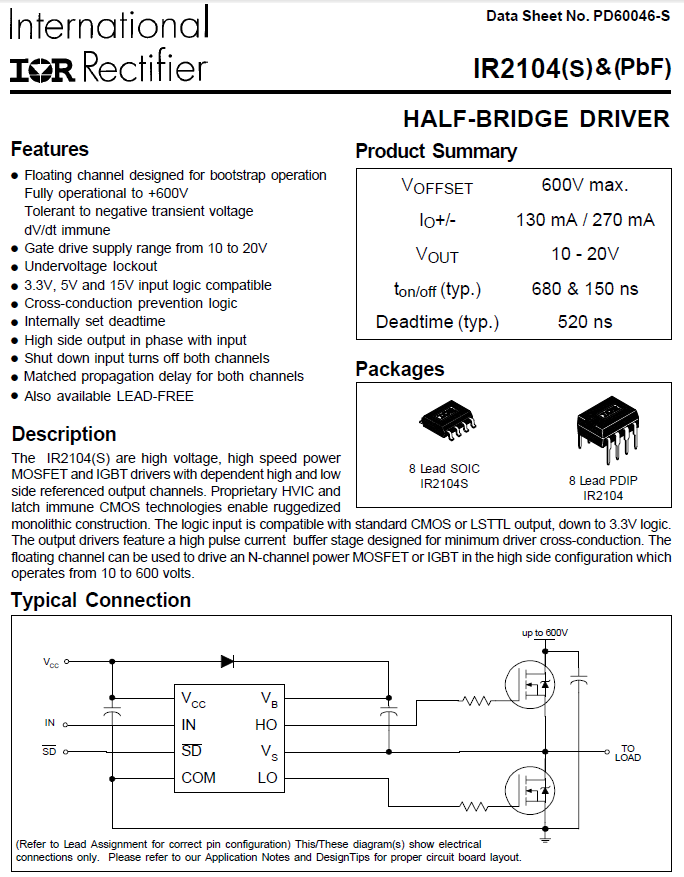 IR2104 - Half bridge Driver : 네이버 블로그