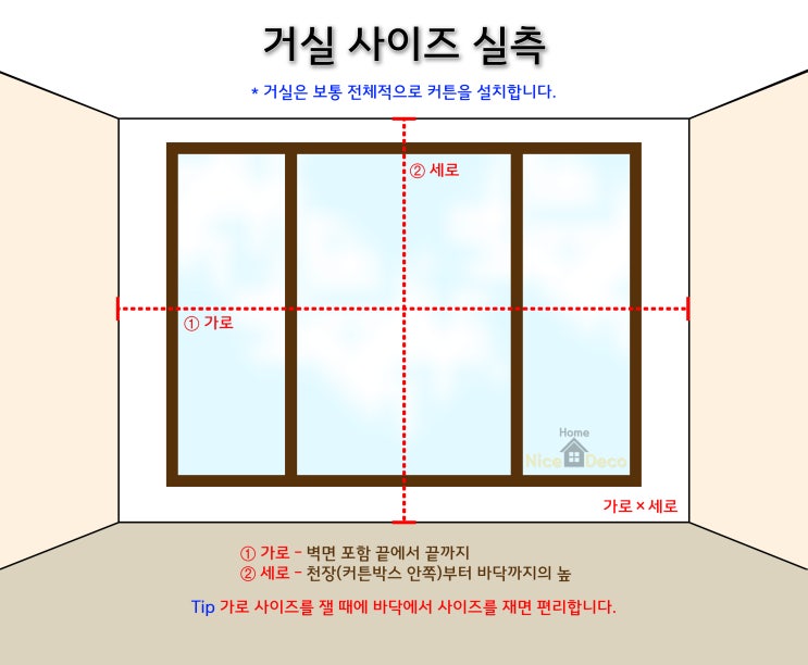 커튼 견적or설치전 창 사이즈 재는법커텐 사이즈 실측방법 나이스홈데코 네이버 블로그