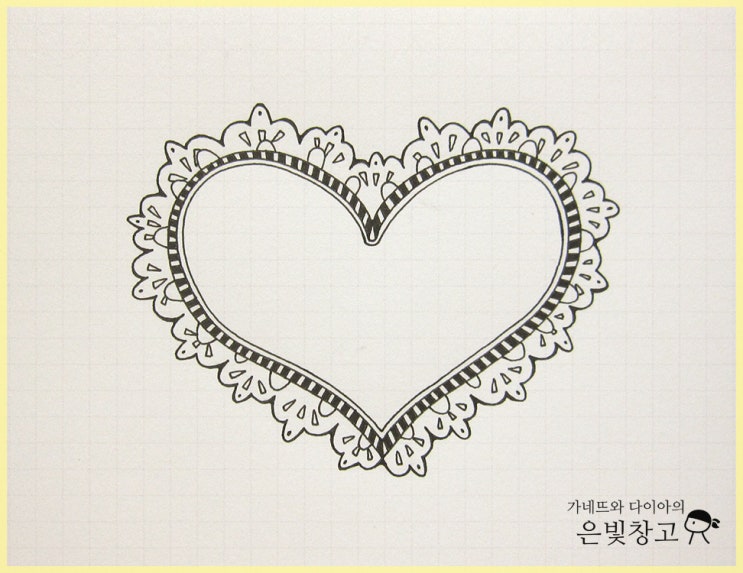 ♧은빛창고의 손그림강좌♧ 다꾸프리노트다이어리꾸미기 Tip 하트 레이스 프레임테두리 그리기 네이버 블로그