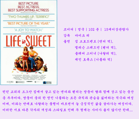 인생은 향기로워(Life Is Sweet 1990) : 네이버 블로그
