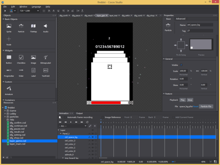 cocos2d-x ] 간단한 퍼즐 게임을 만들어 보자 2. cocostudio 에서 설정한 UI cocos2d-x에서 사용하기 ...