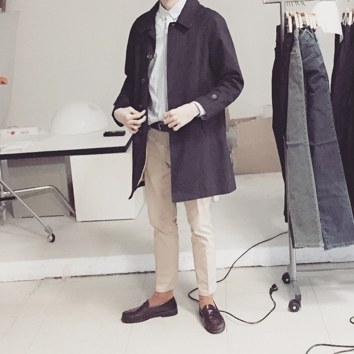 데일리룩 392 마성훈의 패션블로그 남자 데일리룩 남자 맥코트 코디체크셔츠치노팬츠남자 페니로퍼 로버스 네이버 블로그