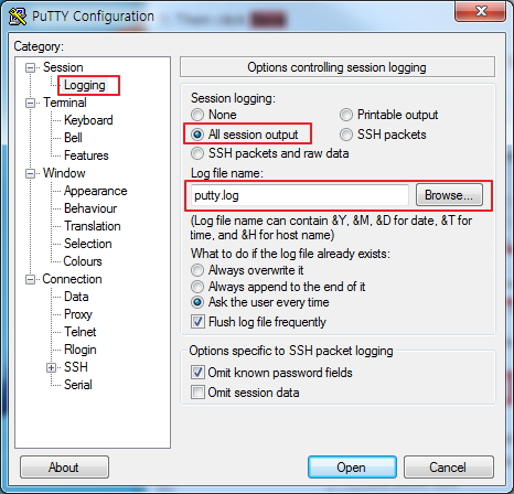 [Tip] putty 를 이용한 Session log 저장 : 네이버 블로그