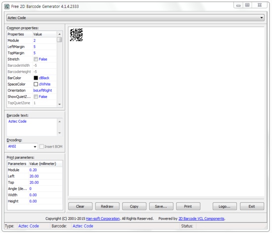 일반 텍스트를 2D 바코드로 간단하게 생성하고 인쇄할 수 있는 유틸-Free 2D Barcode Generator 4.1.4 ...