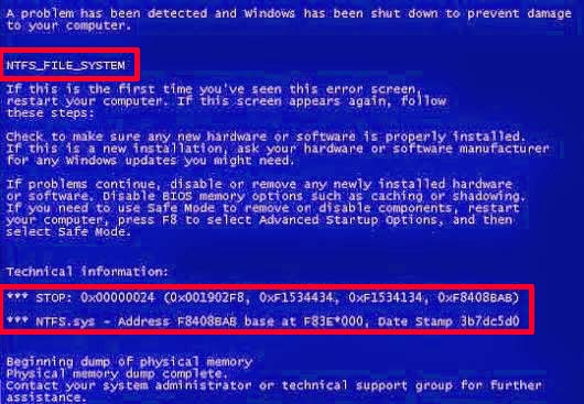블루스크린 오류코드 0x00000023 또는 0x00000024 : 네이버 블로그