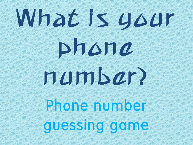 [영어수업게임]Phone number guessing game, What is your phone number? : 네이버 블로그
