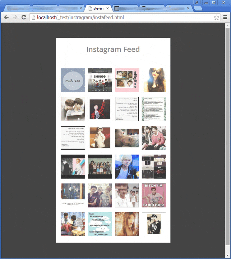 [인스타그램 플러그인] 인스타그램의 포스트를 내 웹페이지에 삽입하는 간단한 플러그인 (instafeed javascript plugin) -> 2015/11/17 기준으로 ...