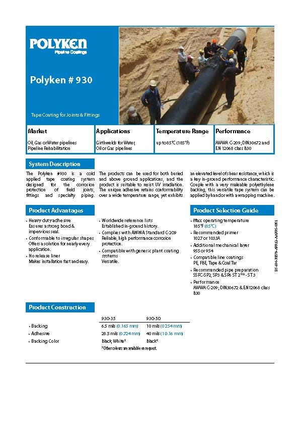 Polyken930-35(BLACK) - Typical Data Sheet - 폴리켄 930-35/ Inner Tape ...