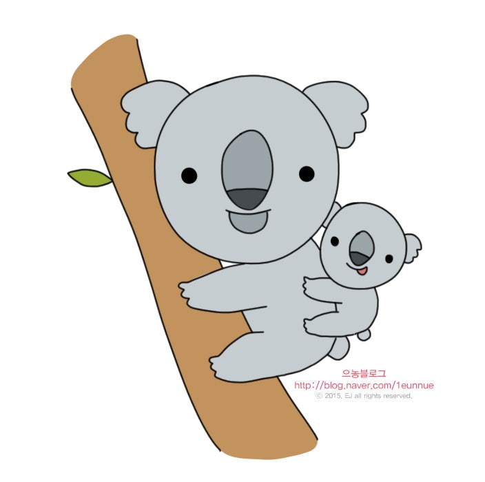 엄마랑 아가 코알라 캐릭터 그리기 ♡ 손그림 일러스트 : 네이버 블로그