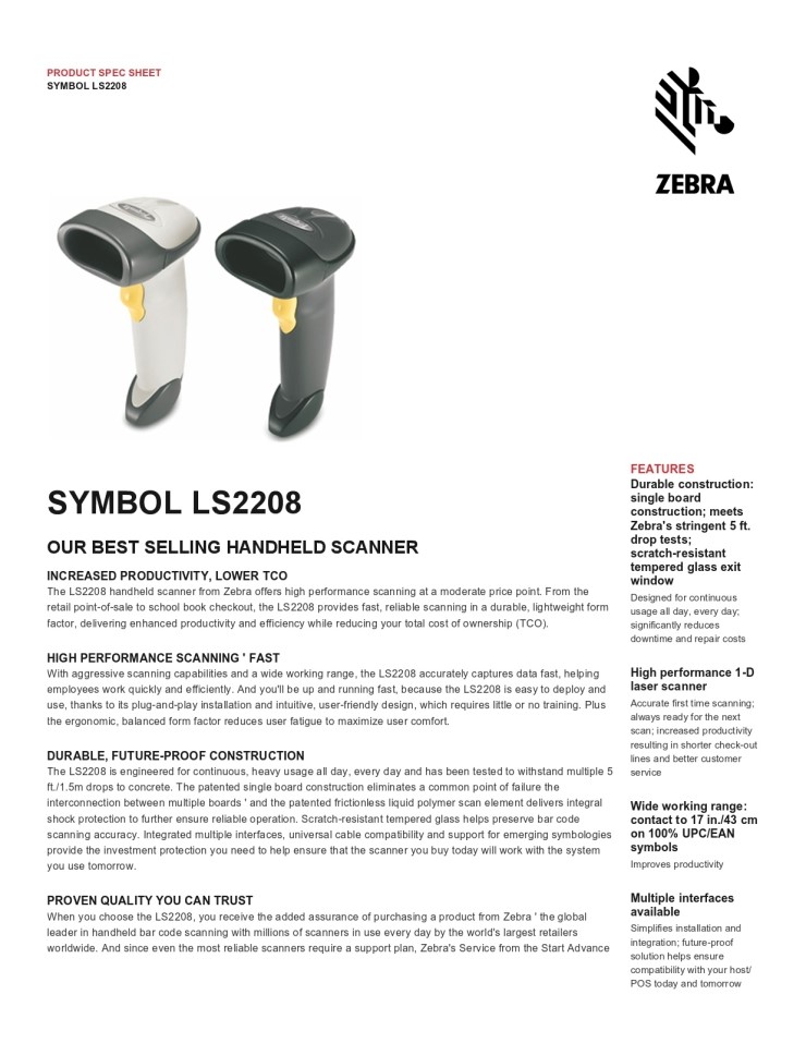 [ 바코드스캐너 - ZEBRA 지브라 제브라 ] LS2208 : 네이버 블로그