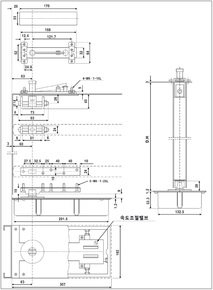 플로어힌지 종류 및 설치도면 ( k-8000 series) : 네이버 블로그