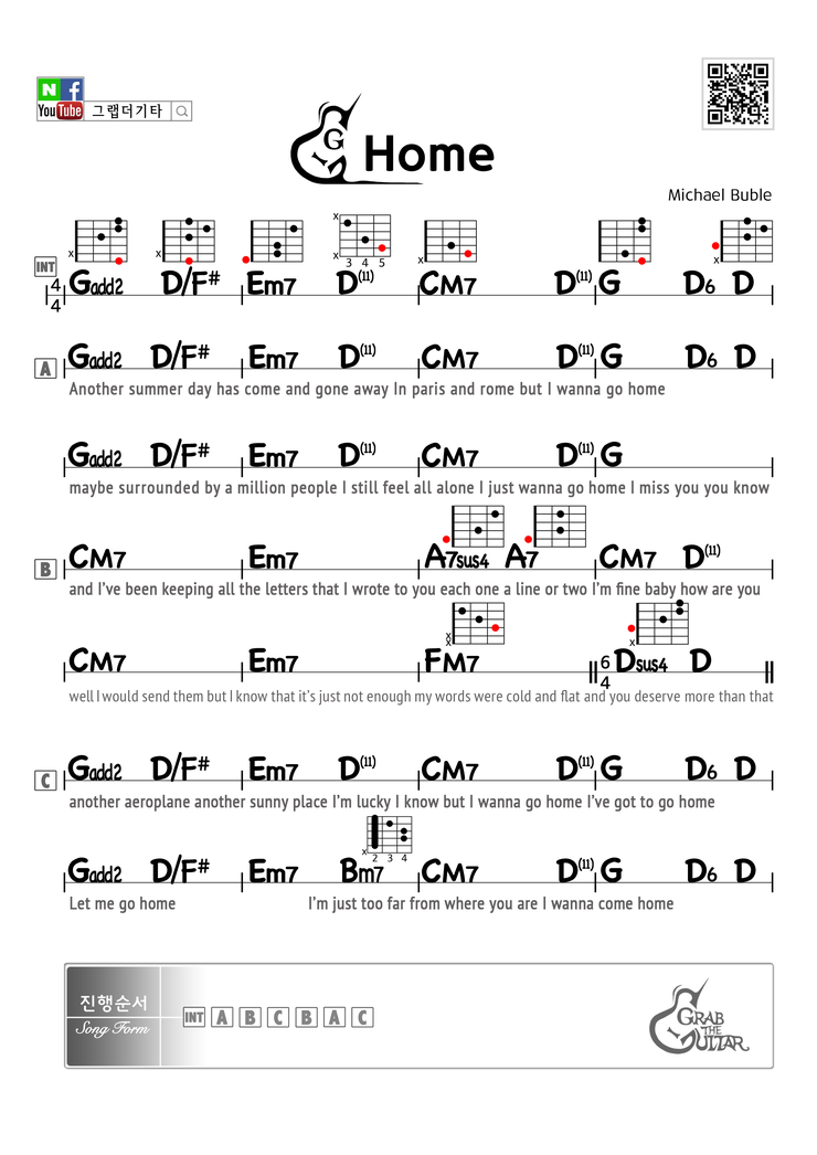Michael Buble Home Guitar Chords