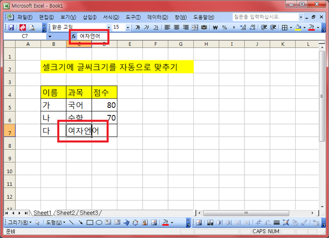Excel서식 셀은 작은데 글씨가 너무커 셀크기에 맞게 글씨크기 자동으로 조절하기 네이버 블로그