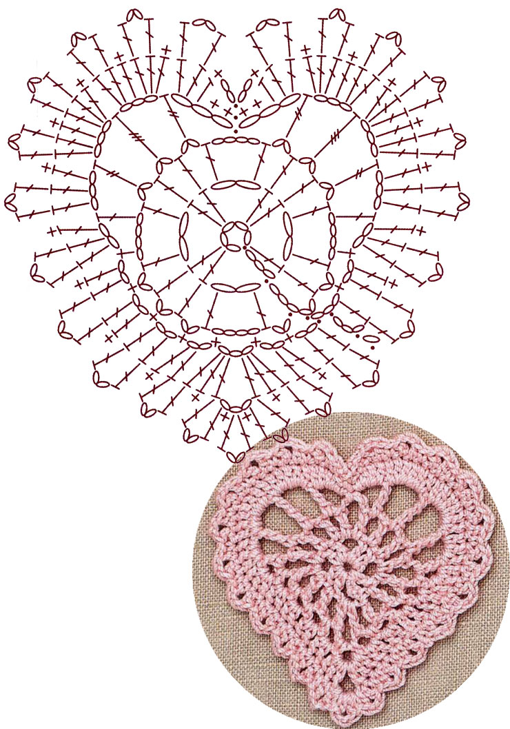 No.51 Ruffled Heart Lace Crochet Motifs / 러플하트 모티브도안 : 네이버 블로그