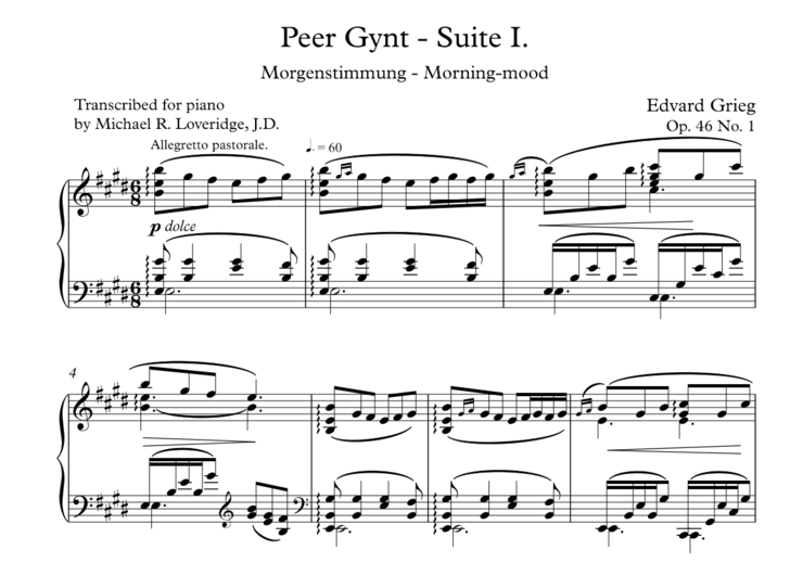 Peer Gynt Morning mood Ver.piano : 네이버 블로그