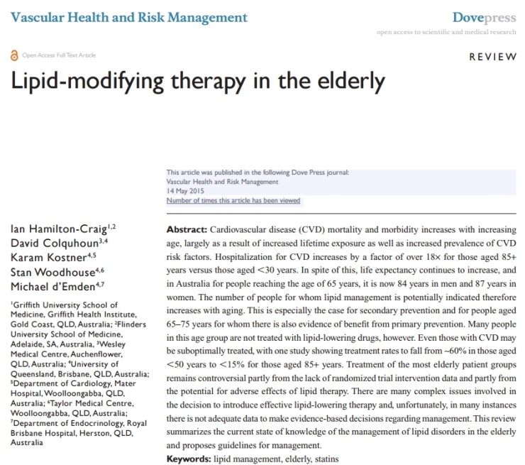 고령에서 지질 조절 치료에 대한 정리, Lipid-modifying therapy, elderly : 네이버 블로그
