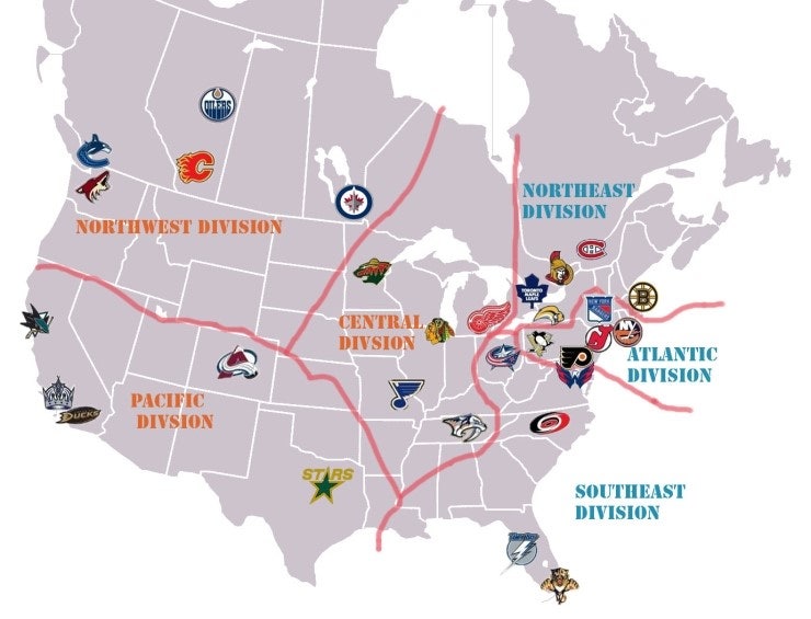 지도로 표현된 NHL팀위치 : 네이버 블로그