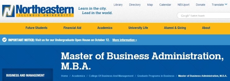 [미국MBA] 일리노이주립대MBA, Northeastern Illinois University MBA 및 Master/BA ...