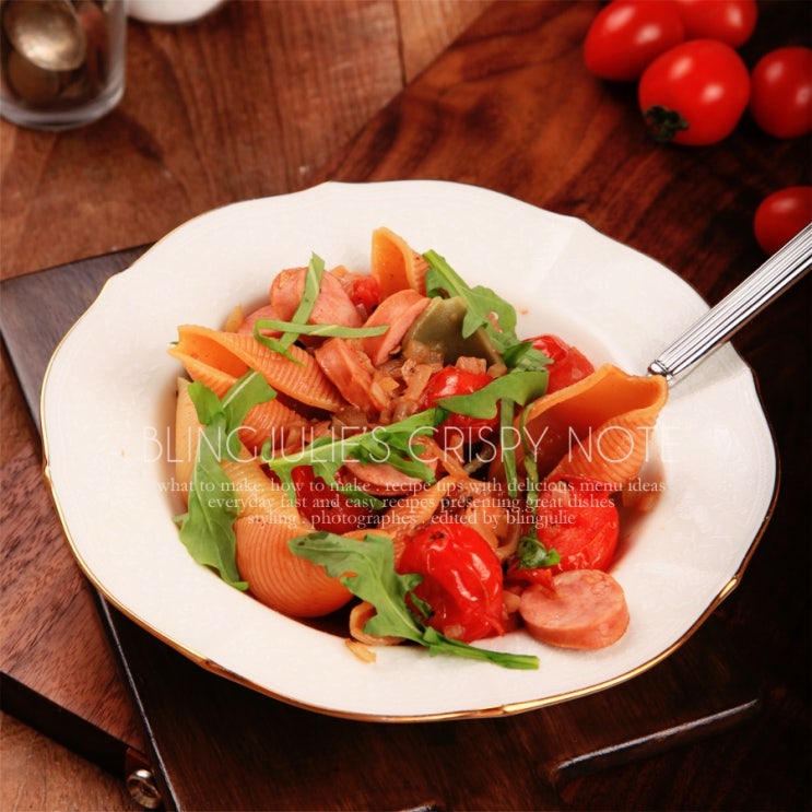 소시지 요리 토마토 소시지 올리브오일 파스타 만들기 네이버 블로그