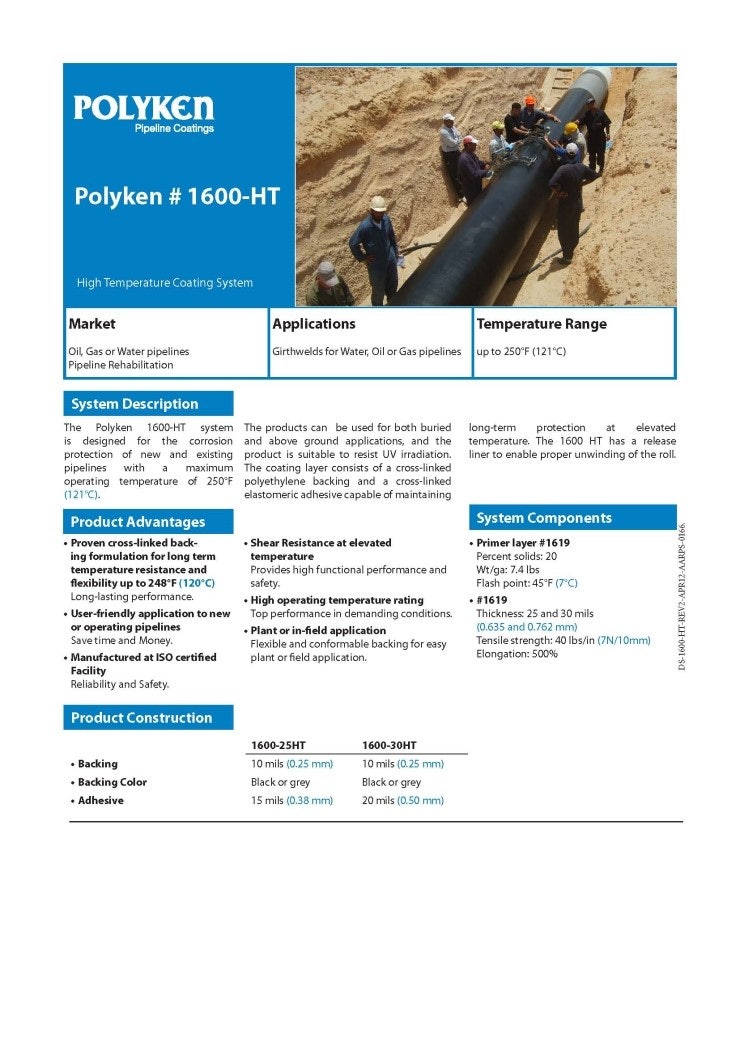 High Temperature Coating System- Polyken 1600 HT-고온테이프 : 네이버 블로그