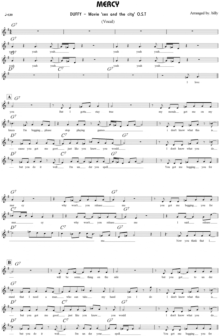 [쉬운악보] Duffy - Mercy : 네이버 블로그