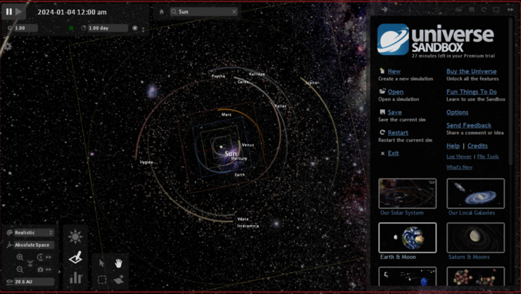 Universe sandbox1 우주 시뮬레이션 프로그램 간단소개 : 네이버 블로그