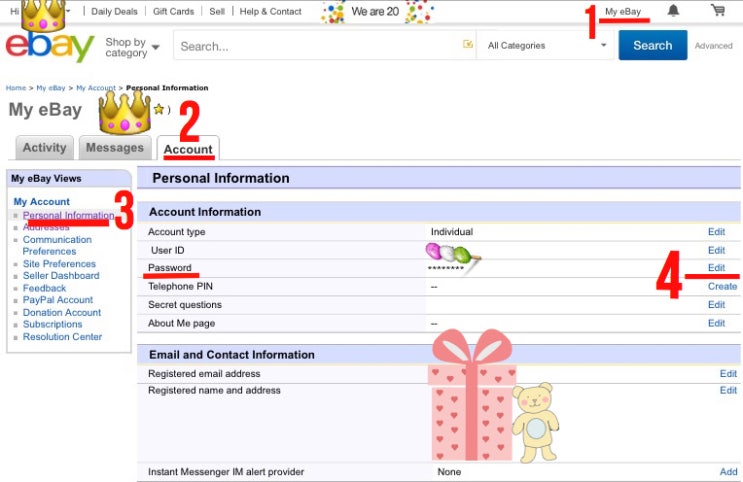 이베이 비밀번호 변경,수정-ebay password change : 네이버 블로그