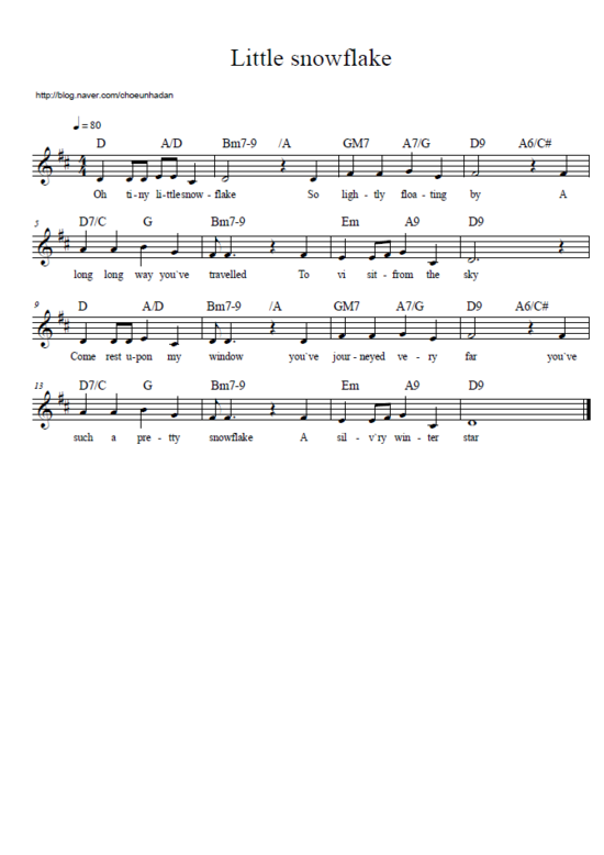 악보,가사★☆Little snowflake : 네이버 블로그