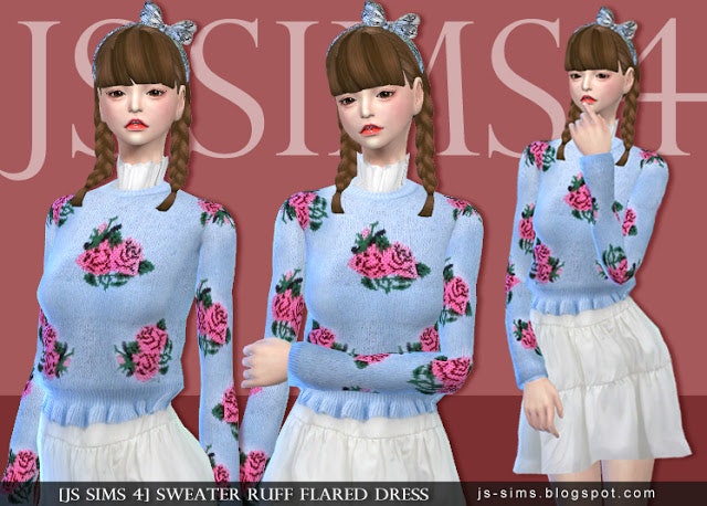 [심즈4] [JS SIMS 4] Sweater Ruff Flared Dress : 네이버 블로그