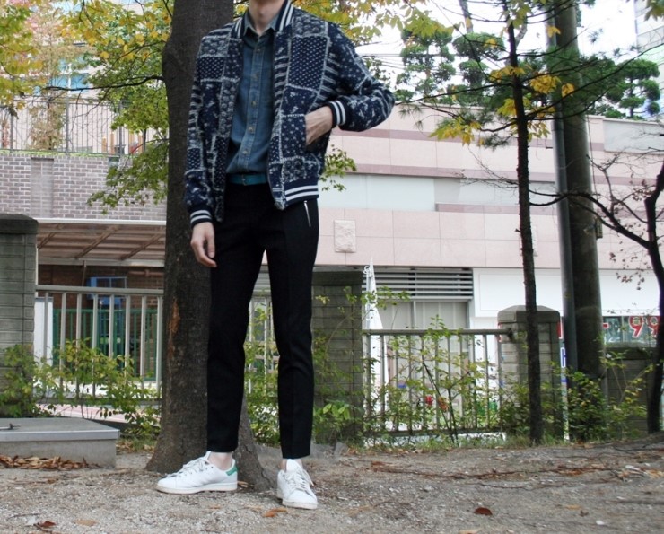 데일리룩 585 남자 패션 블로그 남자 블루종 코디아디다스 스탠스미스 네이버 블로그