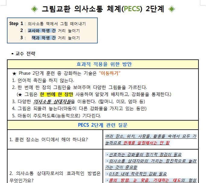 김해발달센터인제발달센터그림교환의사소통체계pecs 프로그램 2단계 수행과정 네이버 블로그