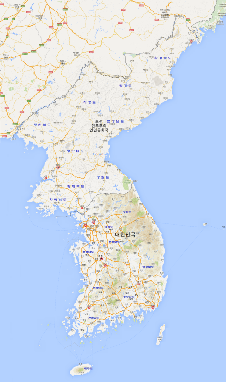 대한민국 지도 / 구글지도 / 남북한 지도 : 네이버 블로그