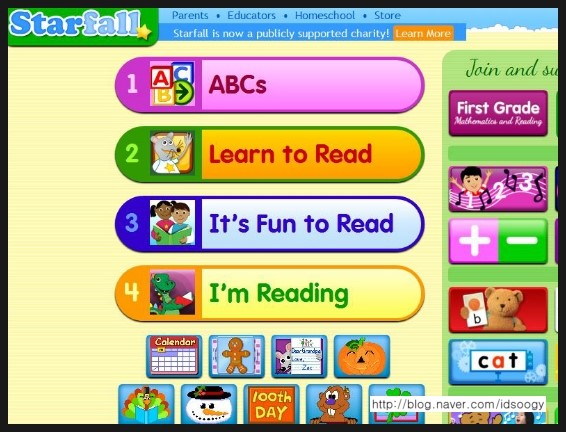 추천하고 싶은 사이트2 - 파닉스에 도움되는 www.starfall.com : 네이버 블로그