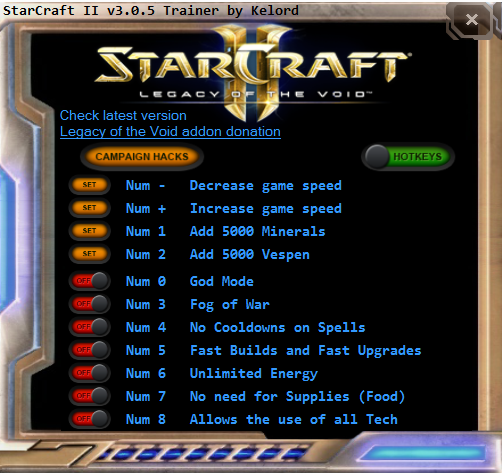 스타크래프트 2: 공허의 유산 트레이너 - StarCraft II: Legacy of the Void v3.0.5 +10 ...