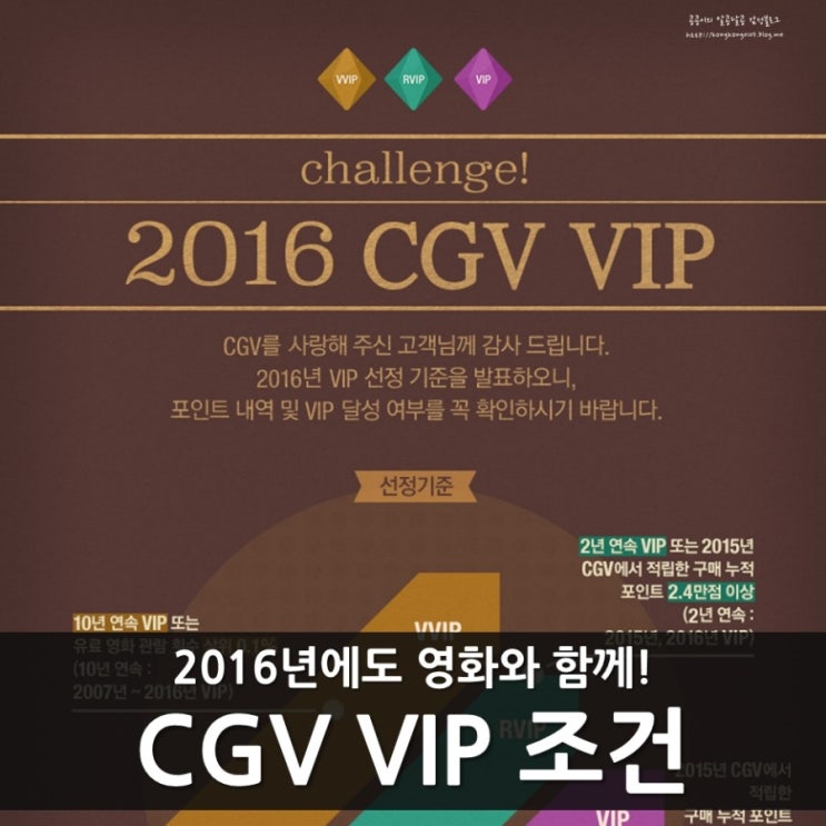 2016년 cgv vip 선정기준 발표!! 조건과 혜택은? : 네이버 블로그