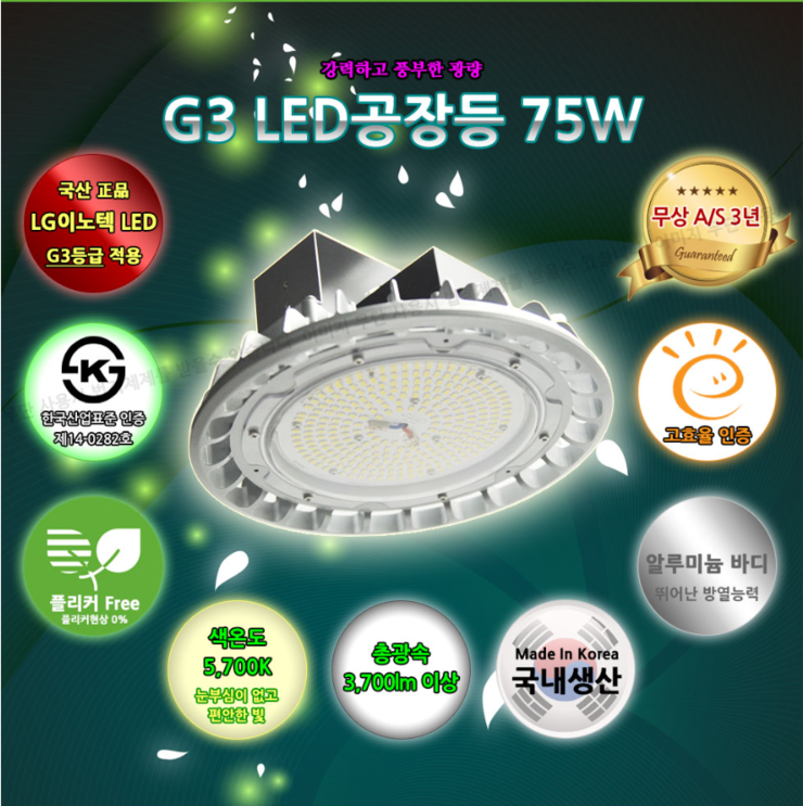 G3 LED 공장등 75W LG이노텍 LED적용 엘이디 투광기 : 네이버 블로그