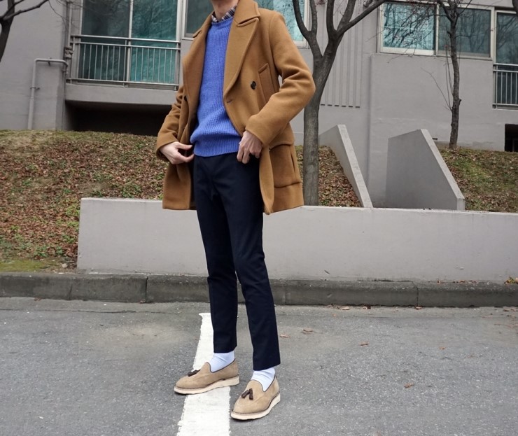 데일리룩 628 남자 패션 블로그 남자 카멜 더블코트워머니트슬랙스 코디로버스 로퍼 네이버 블로그