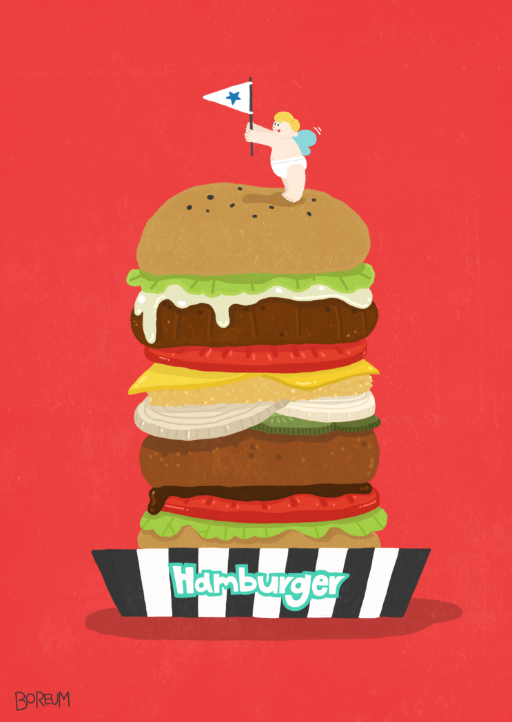 [일러스트] 햄버거 / hamberger / 음식일러스트 / 캐릭터일러스트 : 네이버 블로그